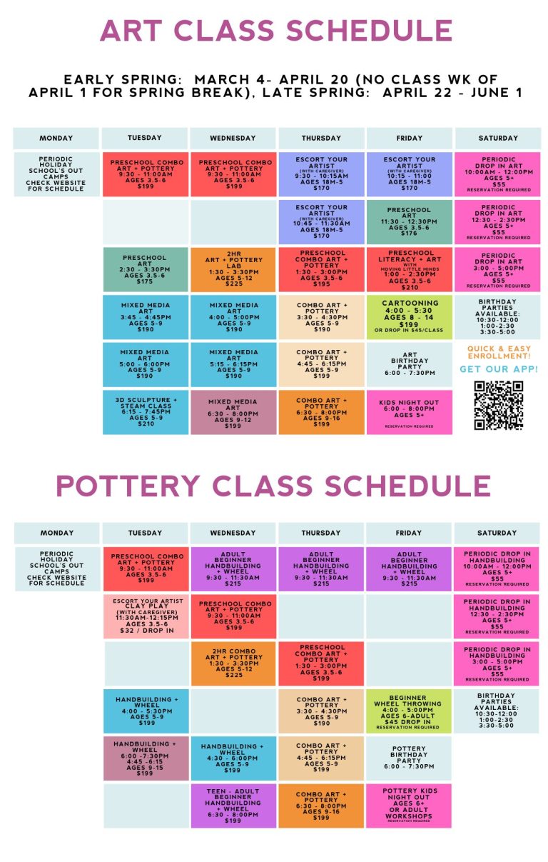 Class Schedule - Kids Pottery & Art Classes & Camps - Small Hands Big ...
