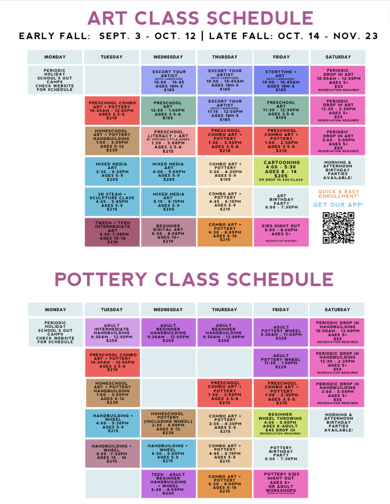 Class Schedule - Kids Pottery & Art Classes & Camps - Small Hands Big ...